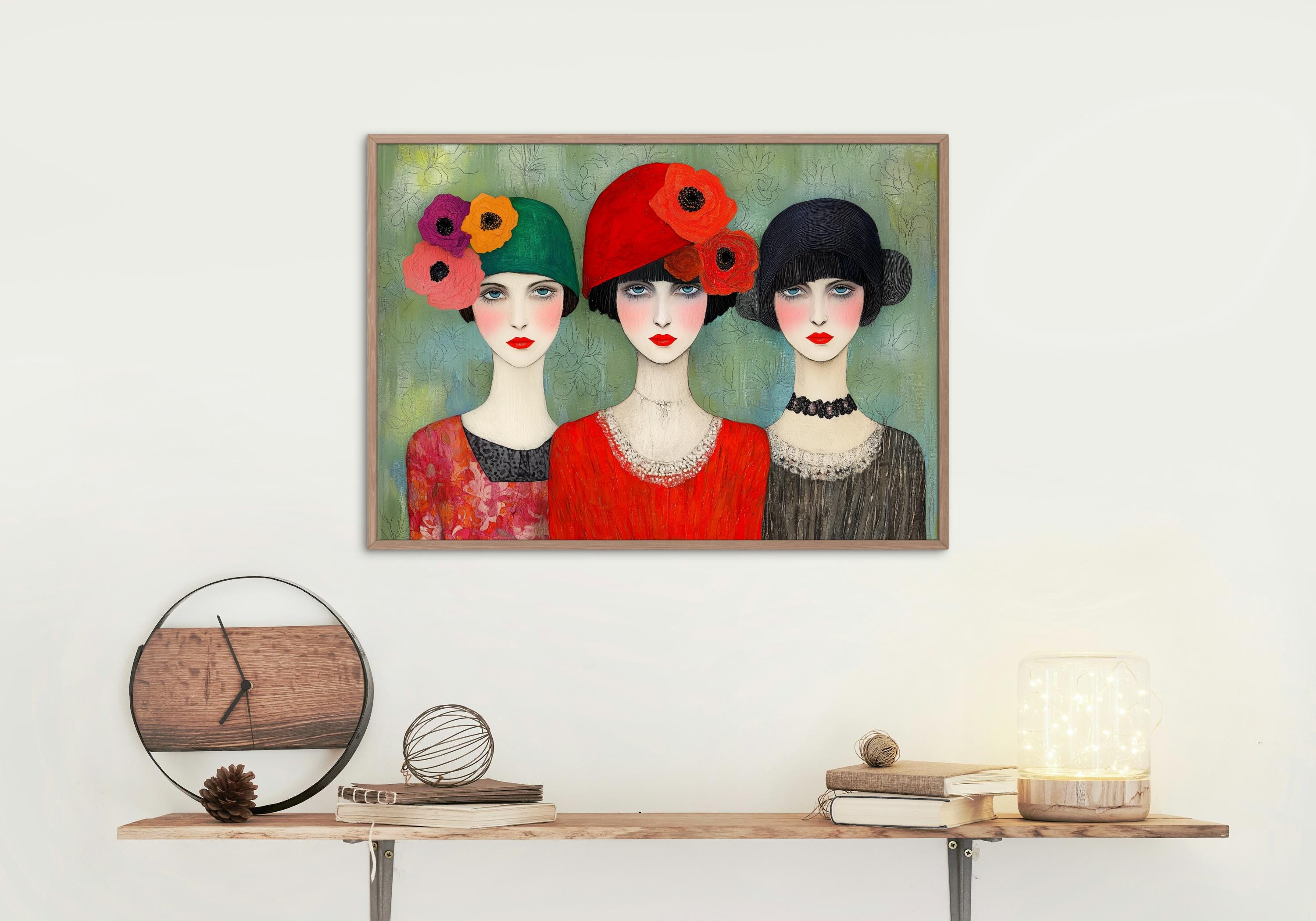 1920s Flapper Painting: Retro Fashion Wall Art (downloadable Print) - Etsy