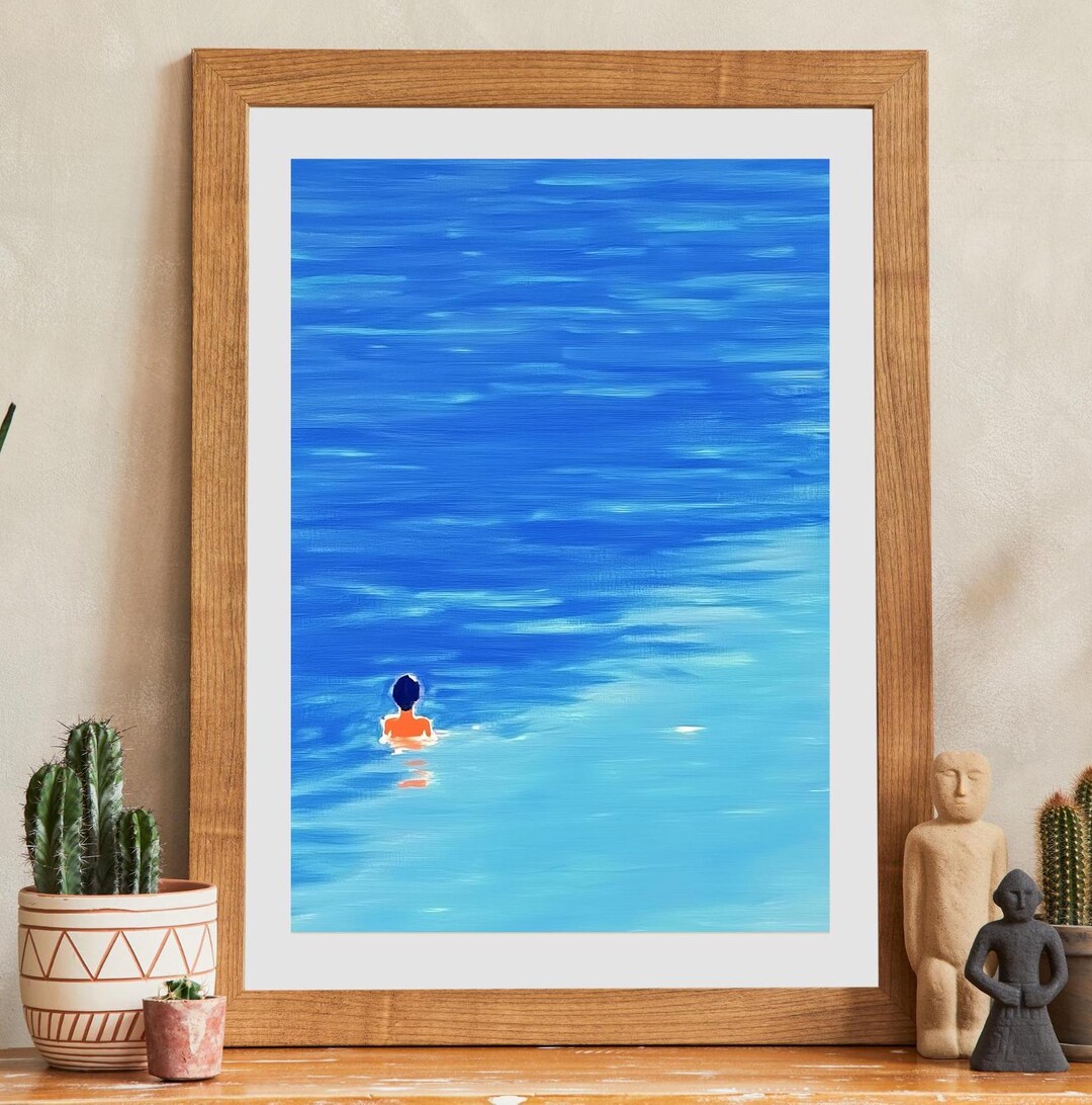 Swimming in the Blue Digital Art Print :solitude & Joy Series,printable ...