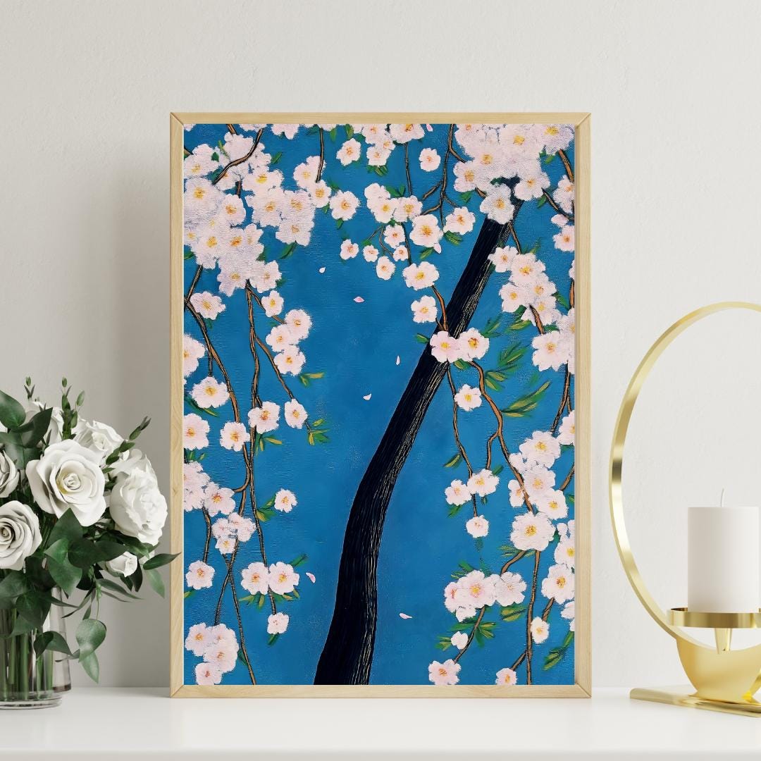 Sky Blue Blossom Tree Art Print: Floral Scenery (digital Printable) - Etsy