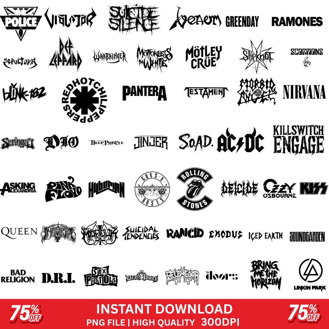 Band Logo PNG Bundle: Heavy Metal & Rock Graphics (digital Download) - Etsy