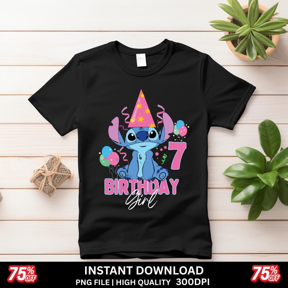 Stitch 7th Birthday PNG: Lilo and Stitch Digital Image (instant ...