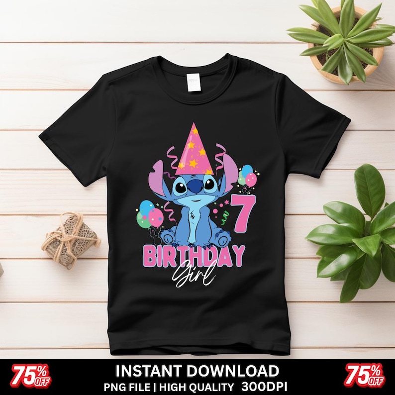 Stitch 7th Birthday PNG: Lilo and Stitch Digital Image (instant ...