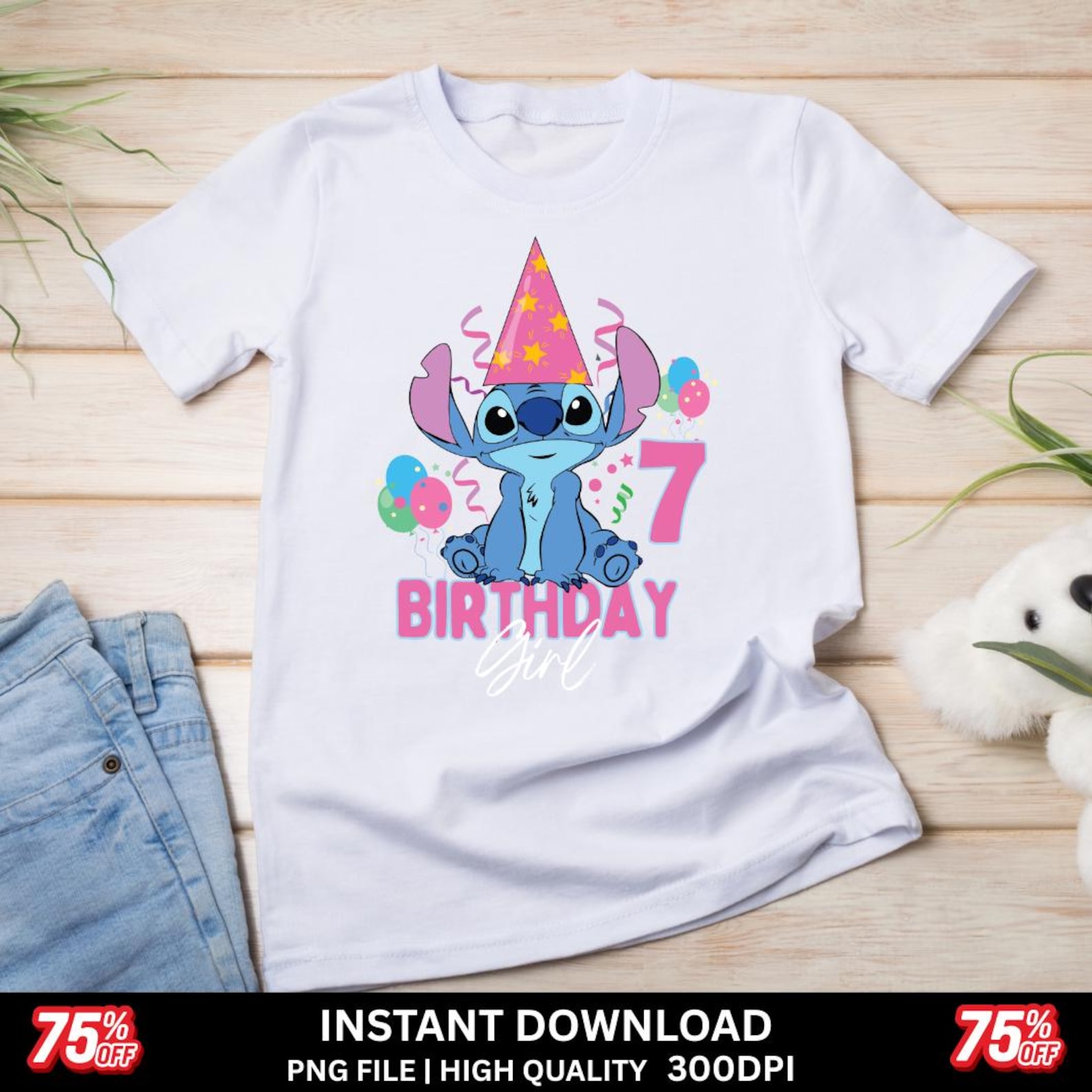 Stitch 7th Birthday PNG: Lilo and Stitch Digital Image (instant ...
