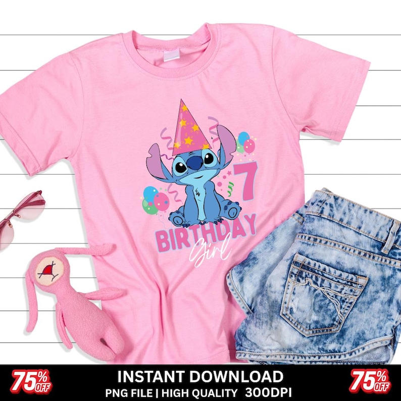 Stitch 7th Birthday PNG: Lilo and Stitch Digital Image (instant ...