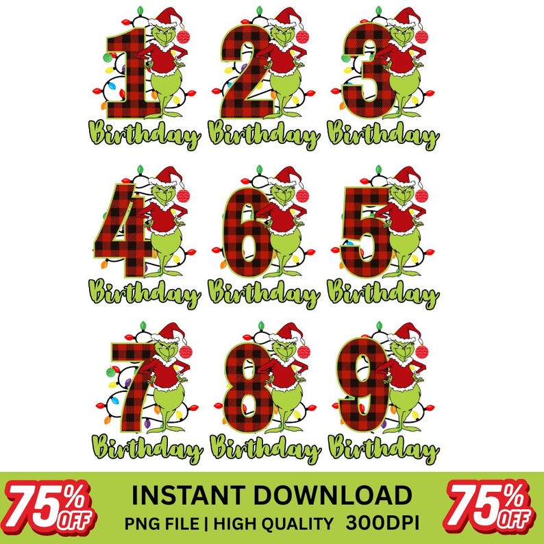 Grinch & Stitch Birthday PNG: Fun Party Shirt Designs (digital Download ...