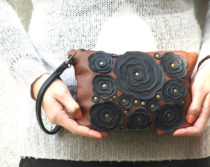 Black Leather Purse Studded Leather Bag Fall Fashion Gift for - Etsy