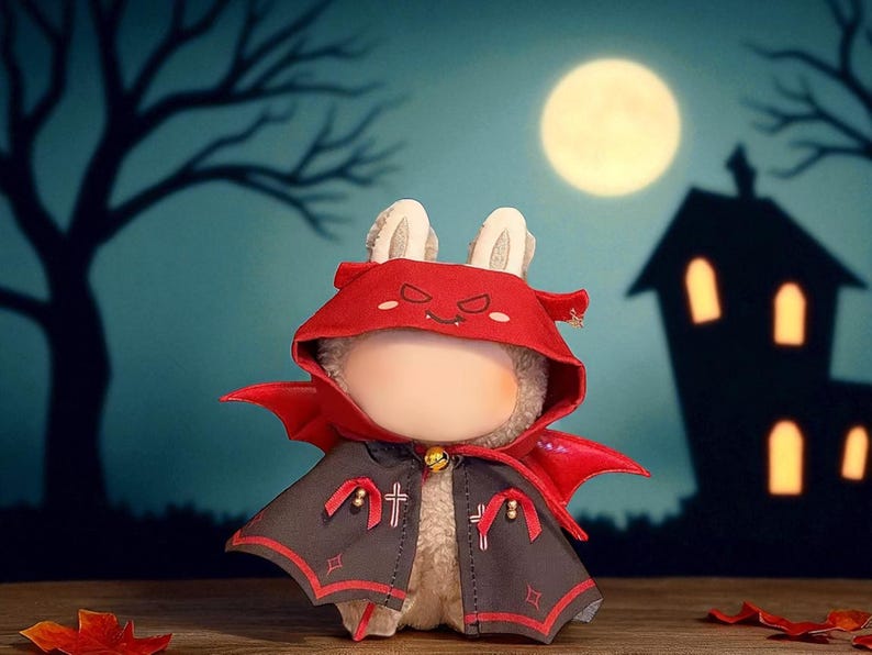 Labubu Bat Cloak – Halloween Cosplay Costume Outfit for Labubu Doll ...