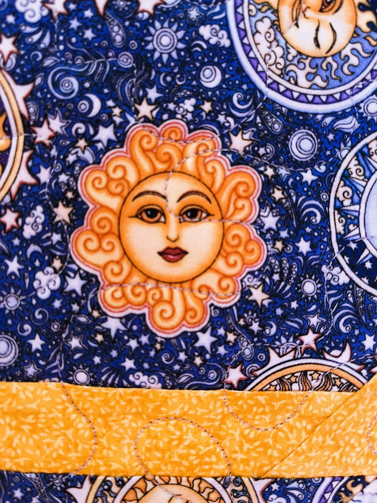 Sun, Moon, Stars Octagon Table Topper/reversible/shady Spring Quilts - Etsy