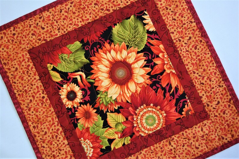 Bright and Bold Sunflowers Table Topper/reversible/shady Spring Quilts ...