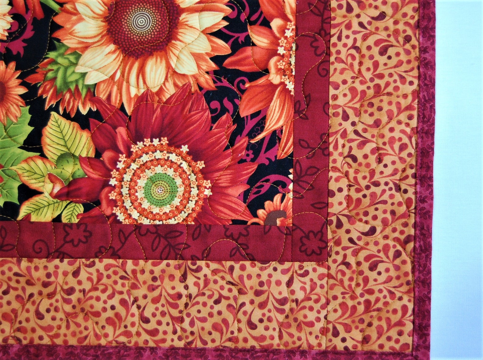 Bright and Bold Sunflowers Table Topper/reversible/shady Spring Quilts ...