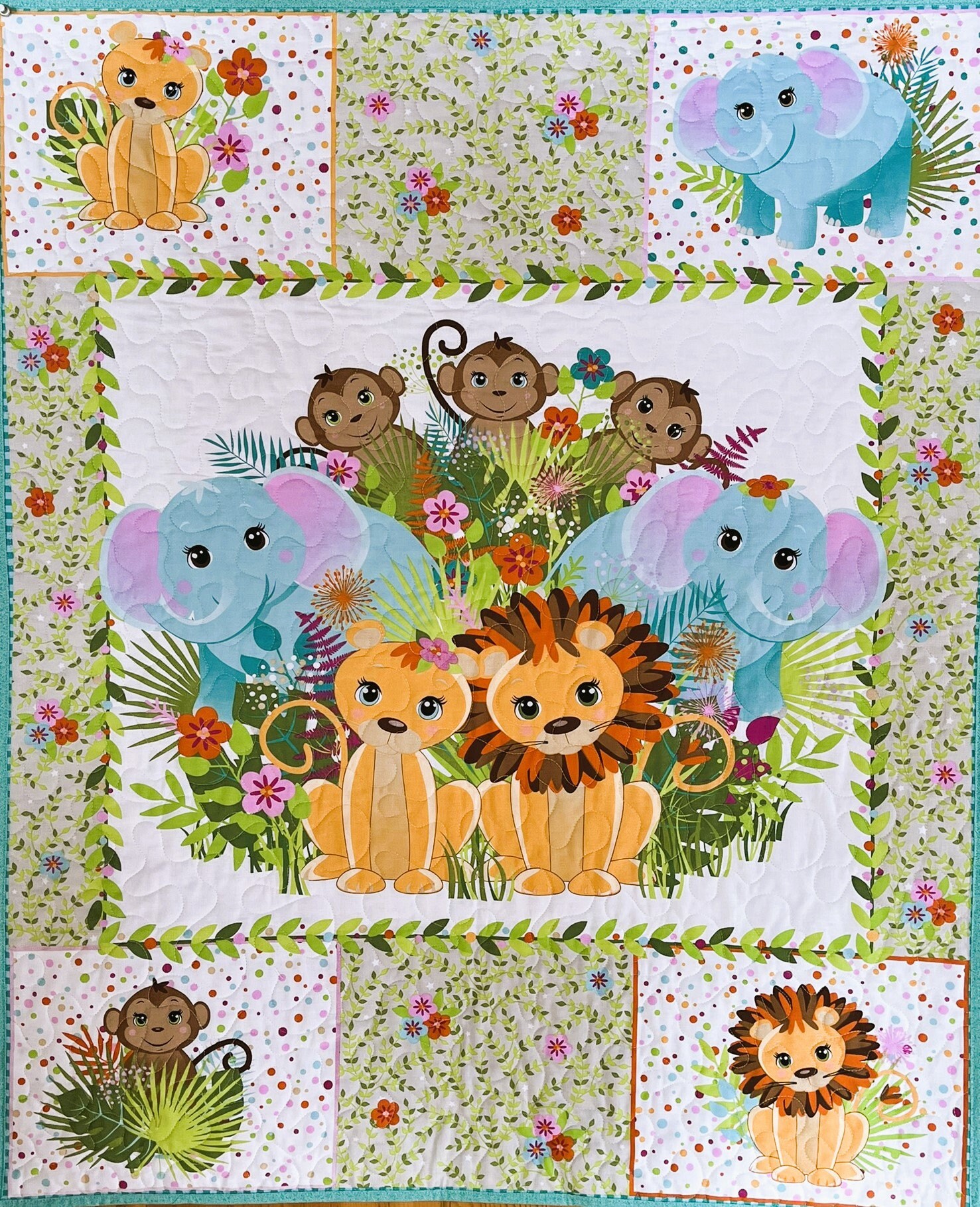 Adorable Jungle Babies Panel Baby Quilt/shady Spring Quilts - Etsy