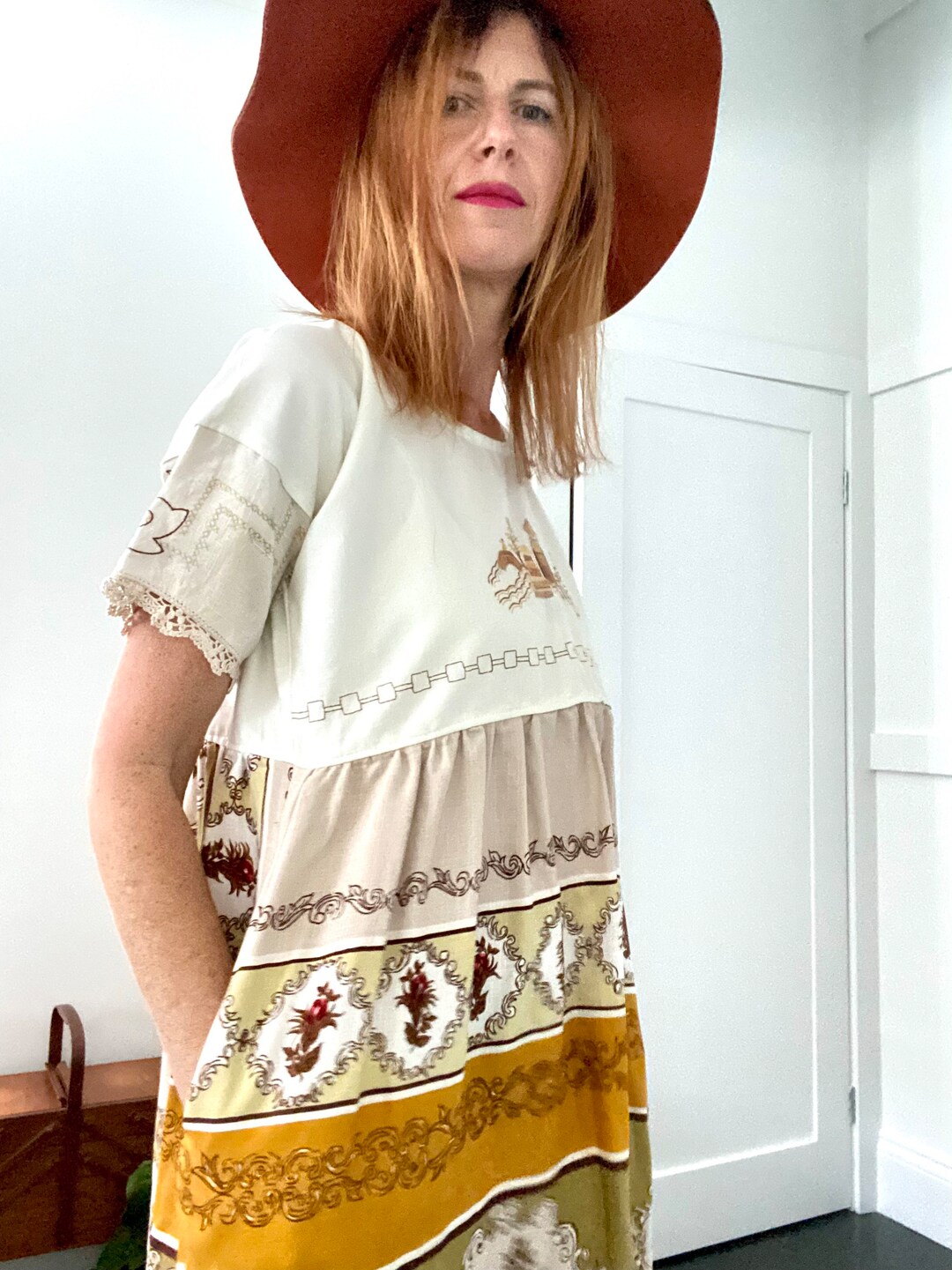 Ladies Boxy Dress / Womens Boho Smock Dress/ Loose Over Size / Handmade ...