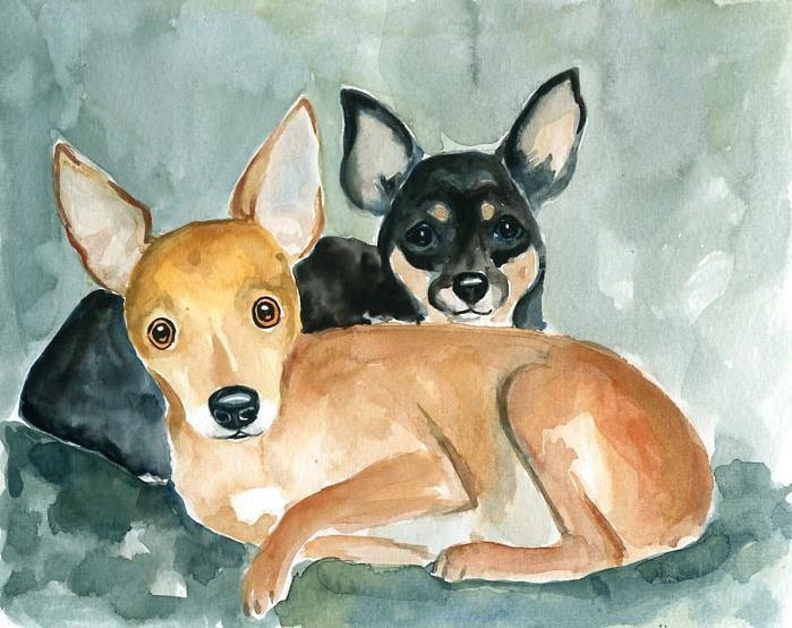 Custom Couple Pet Pet Portrait Painting Dog Portait Original - Etsy
