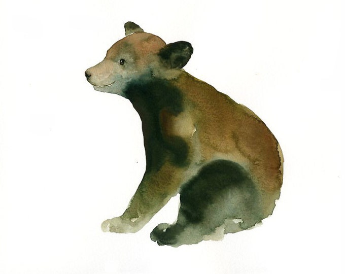 BEAR CUB Original Watercolor Painting 10x8inch - Etsy