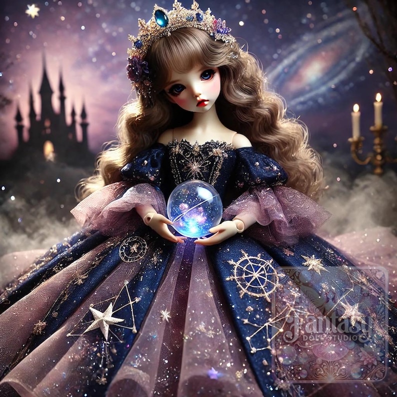 Luxurious Fantasy Princess Doll - Enchanting Galaxy-inspired Gown With ...