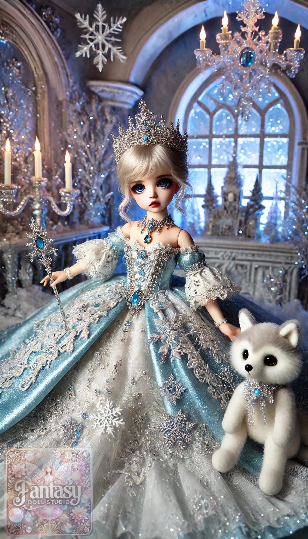 Enchanting Winter Princess Doll With Luxurious Ice-blue Gown and Snow ...