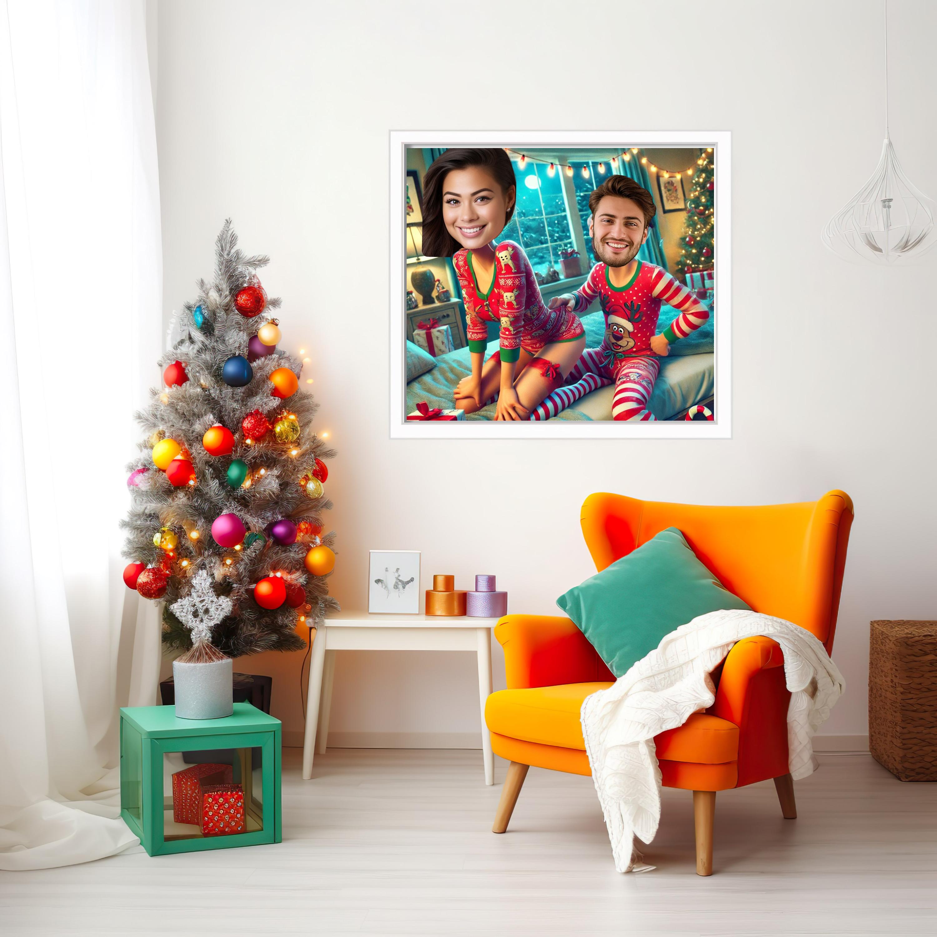 Custom Christmas Couple Portrait Poster,chrıstmas Gift,funny and ...