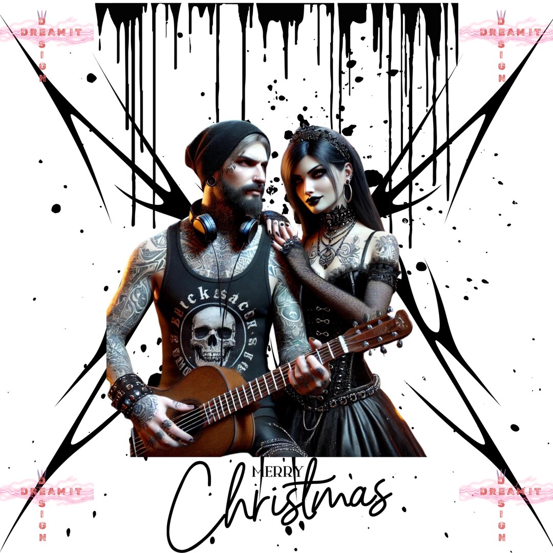 Gothic Christmas Couple Png,vintage Goth Clipart,dark Christmas ...