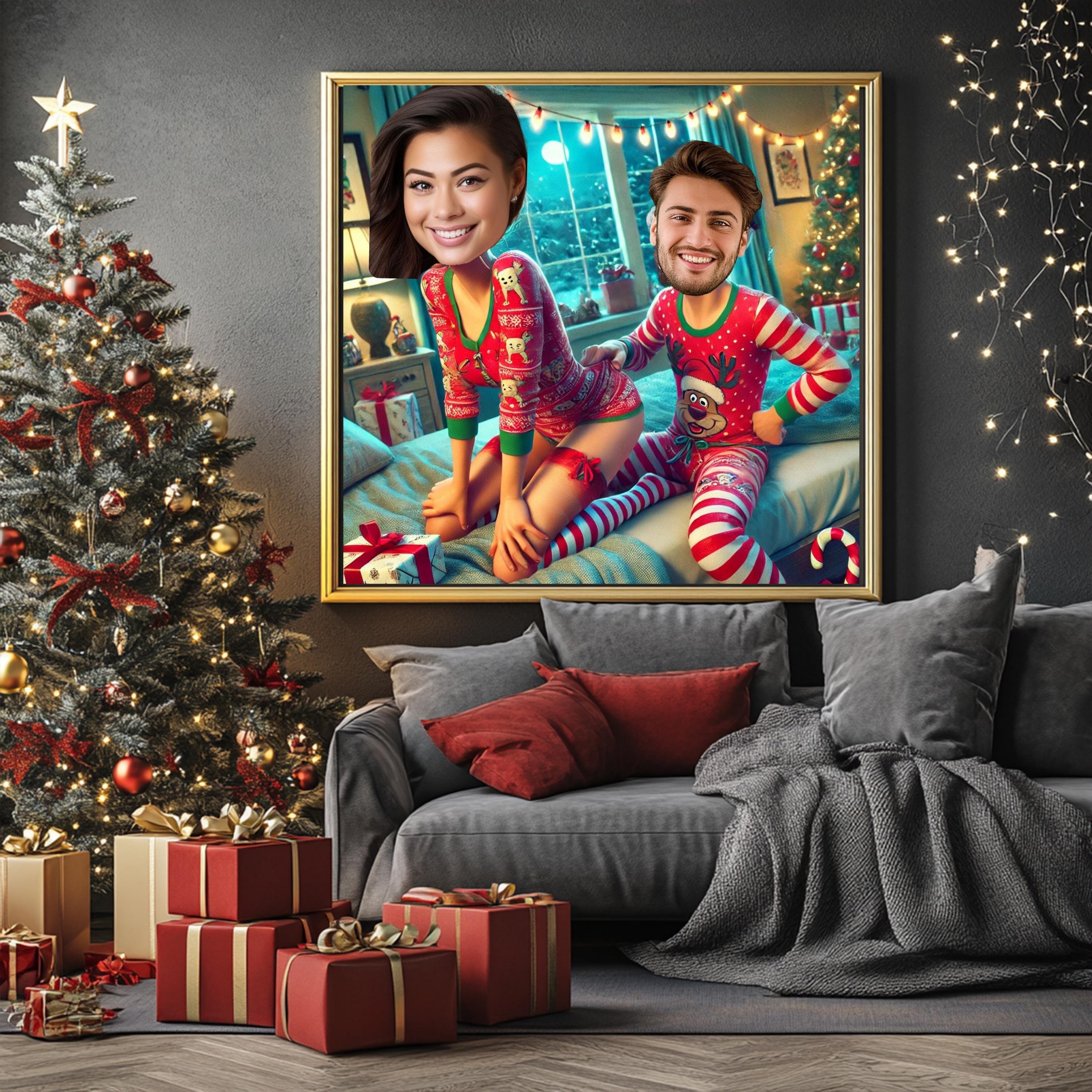 Custom Christmas Couple Portrait Poster,chrıstmas Gift,funny and ...