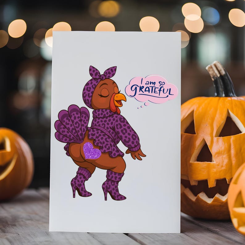 Thankful&twerking Funny Turkey Bundle,glam Thanksgiving Png,cute ...