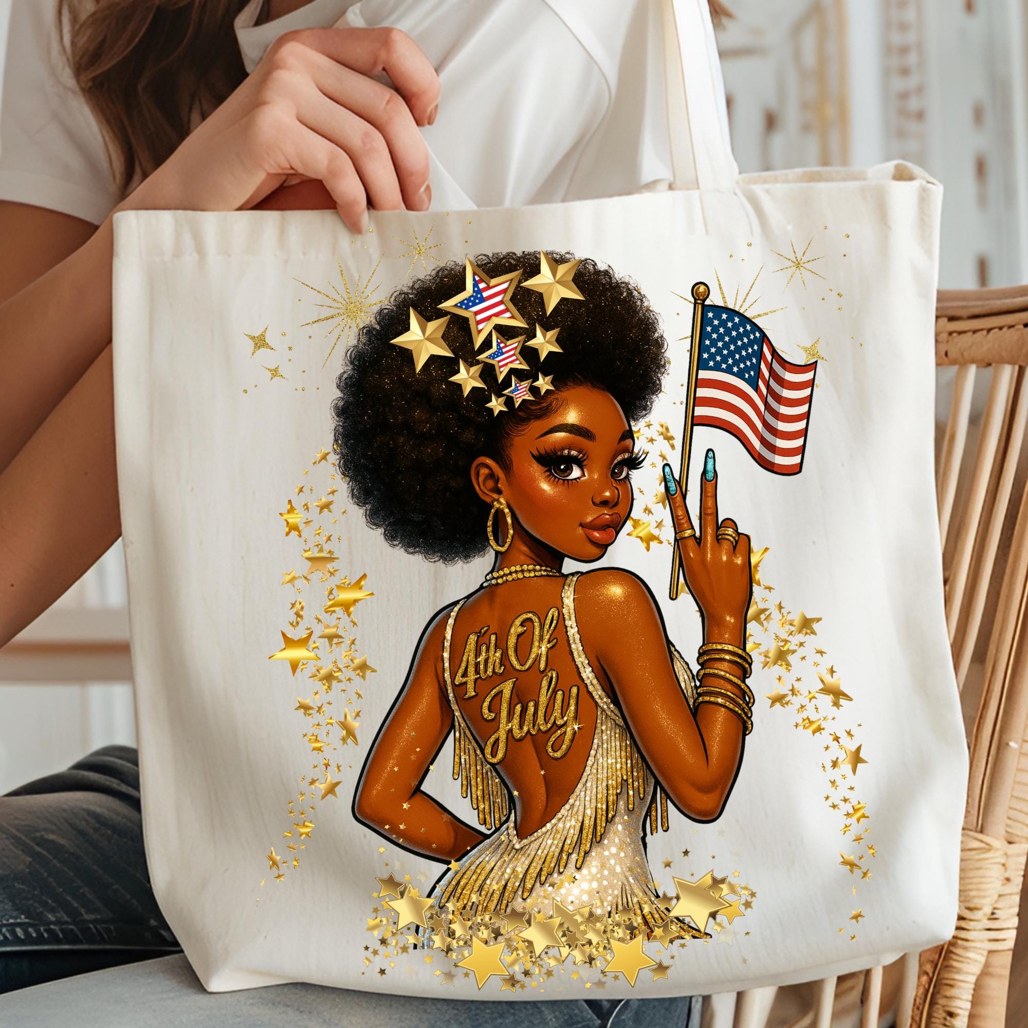 Afro Glam 4th of July Png,black Girl Magic Patriotic Sublimation ...