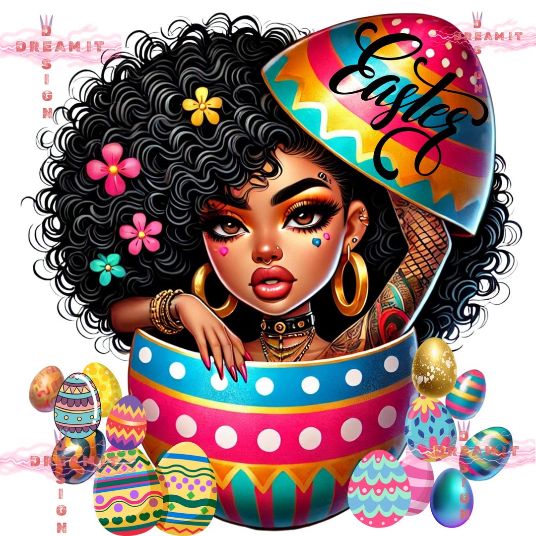 Black Girl Easter Png,afro Girl Png,easter Egg Png,easter Gifts,easter ...