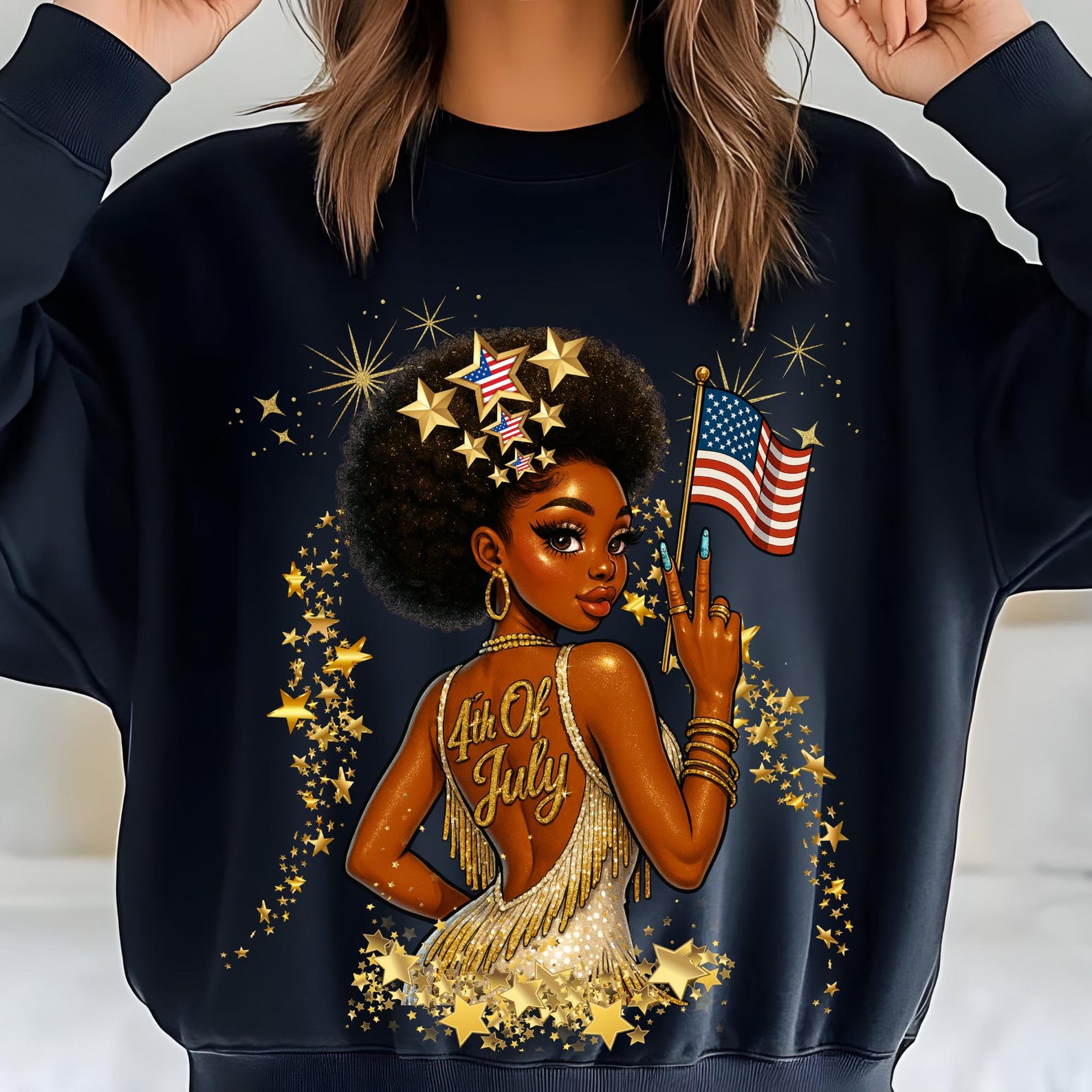 Afro Glam 4th of July Png,black Girl Magic Patriotic Sublimation ...