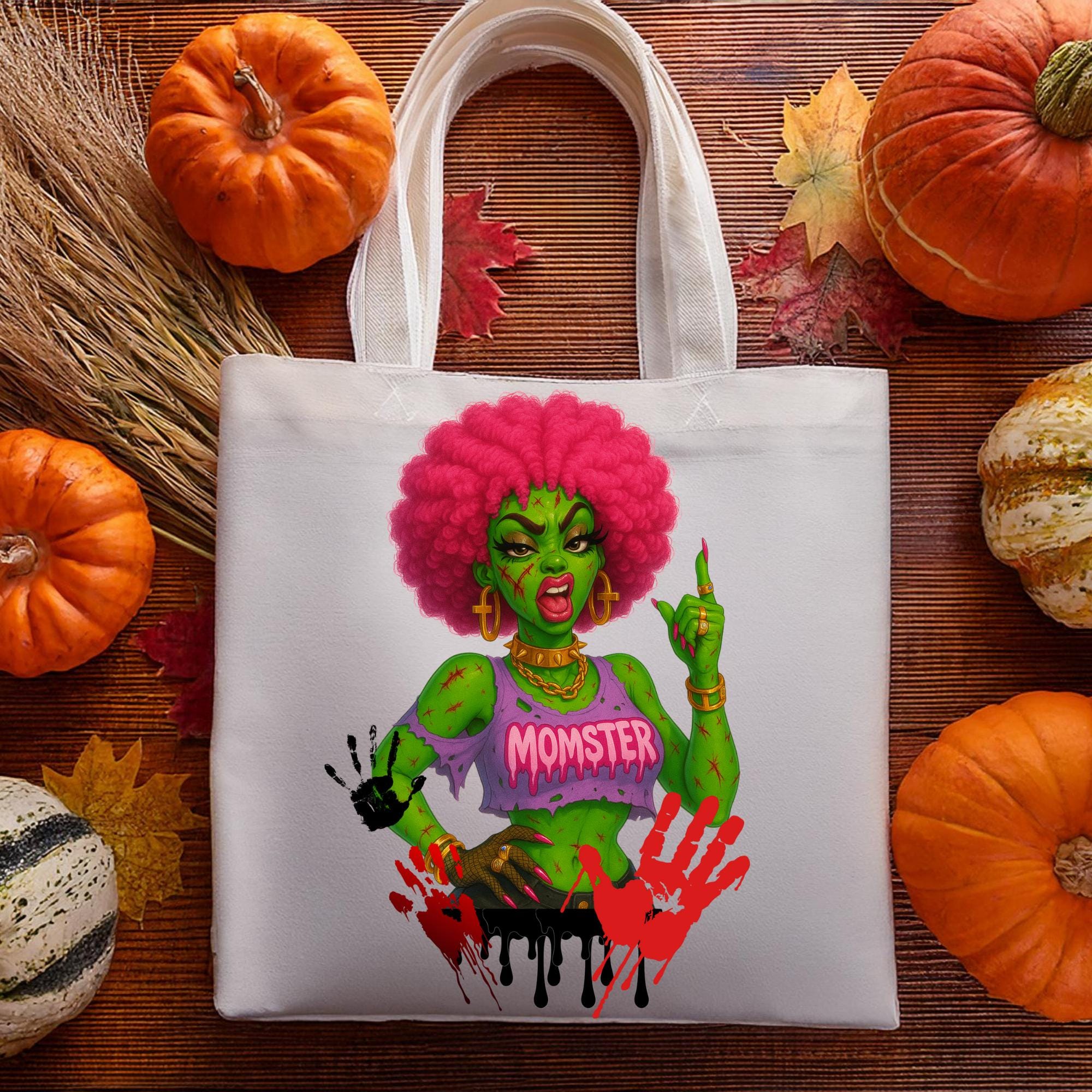 Halloween Mama Black Woman Horror Clipart Bundle,creepy Cute Afro Glam ...