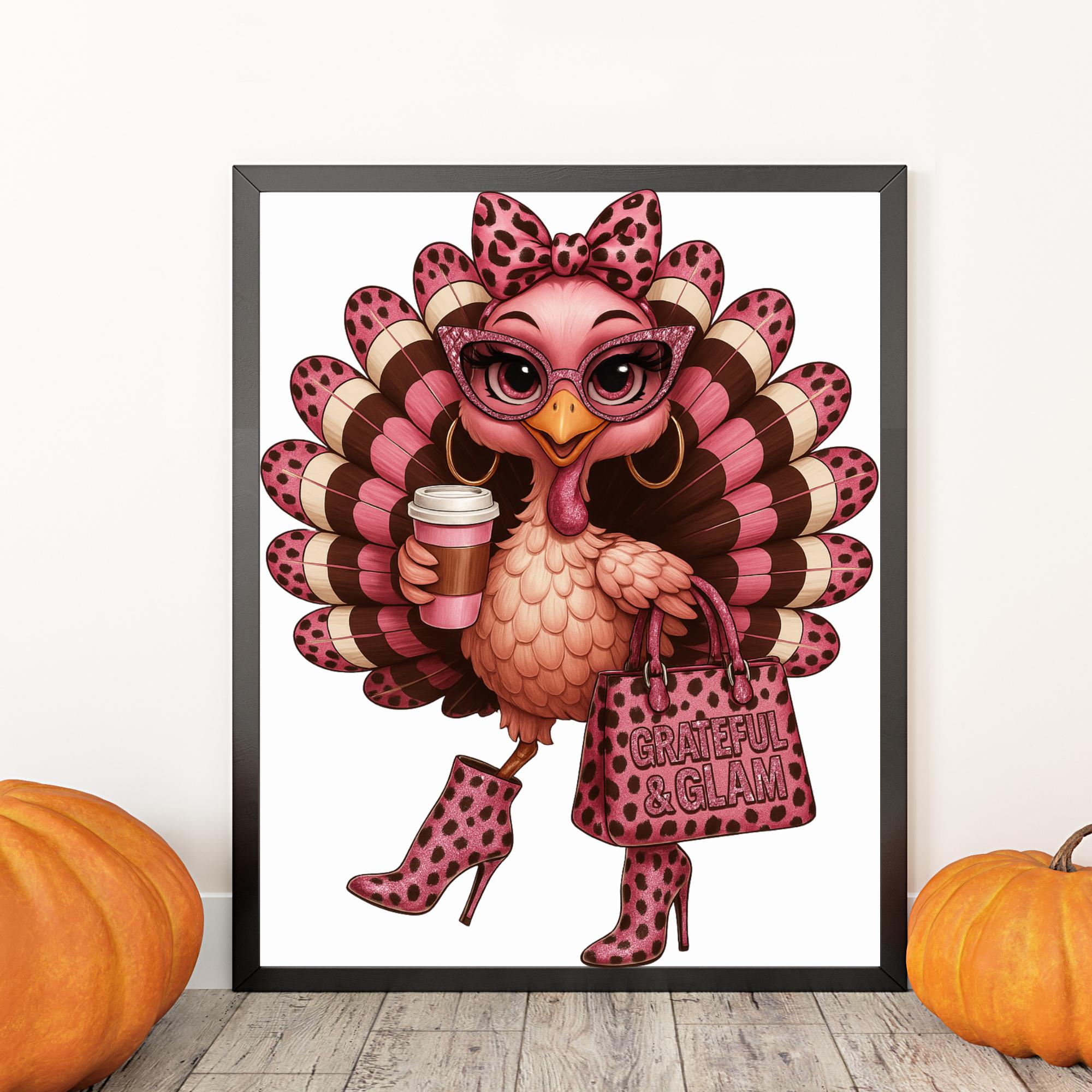 Boujee Turkey PNG Bundle,glam Thanksgiving Turkey Clipart,fashionable ...