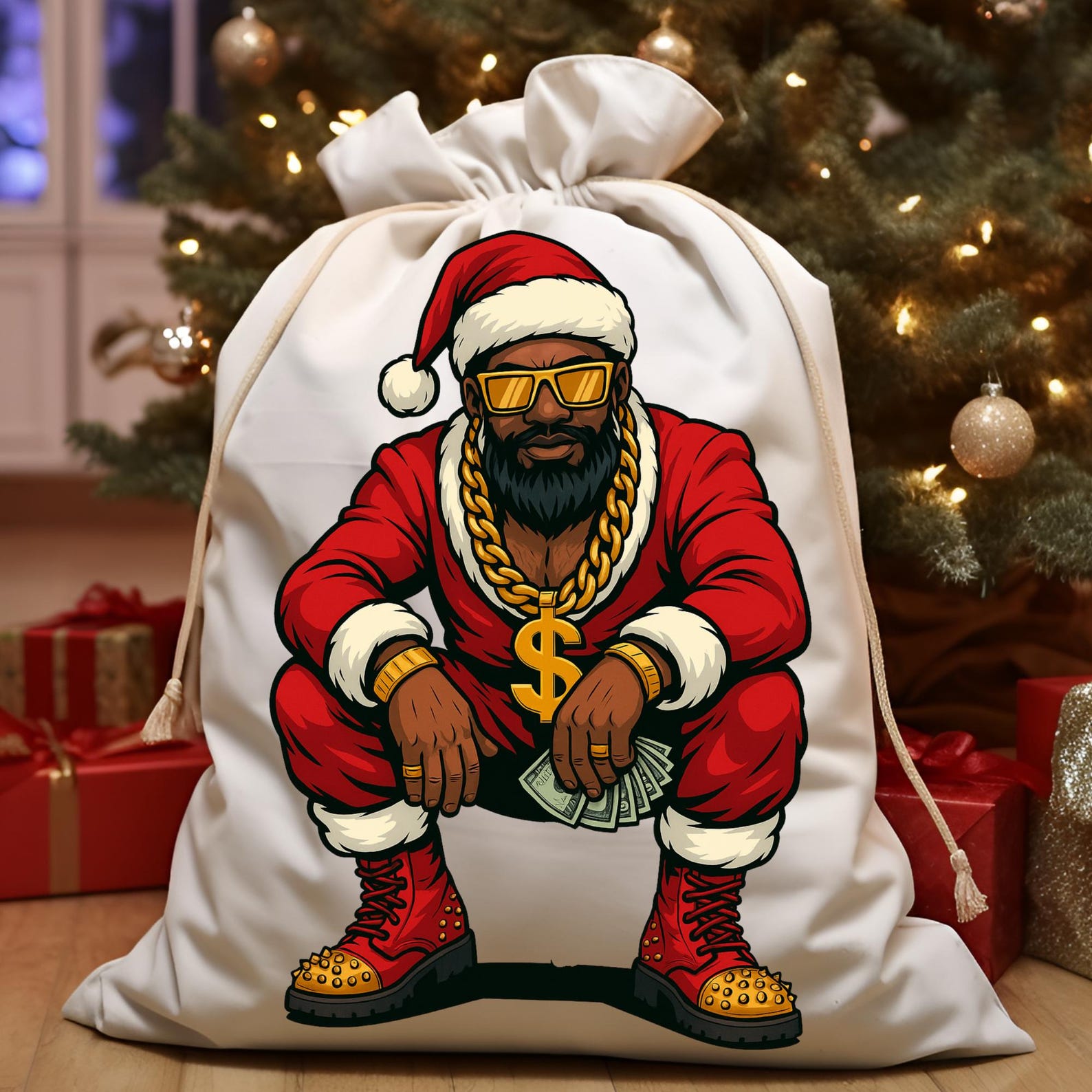 Urban Black Santa PNG Bundle,hip Hop Santa Clipart,gangsta Santa ...