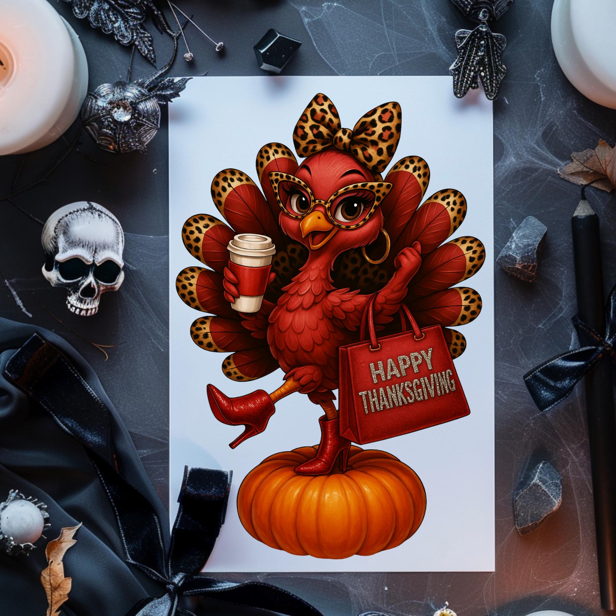 Boujee Turkey PNG Bundle,glam Thanksgiving Turkey Clipart,fashionable ...