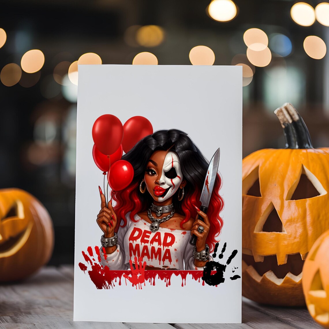 Halloween Mama Black Woman Horror Clipart Bundle,creepy Cute Afro Glam ...