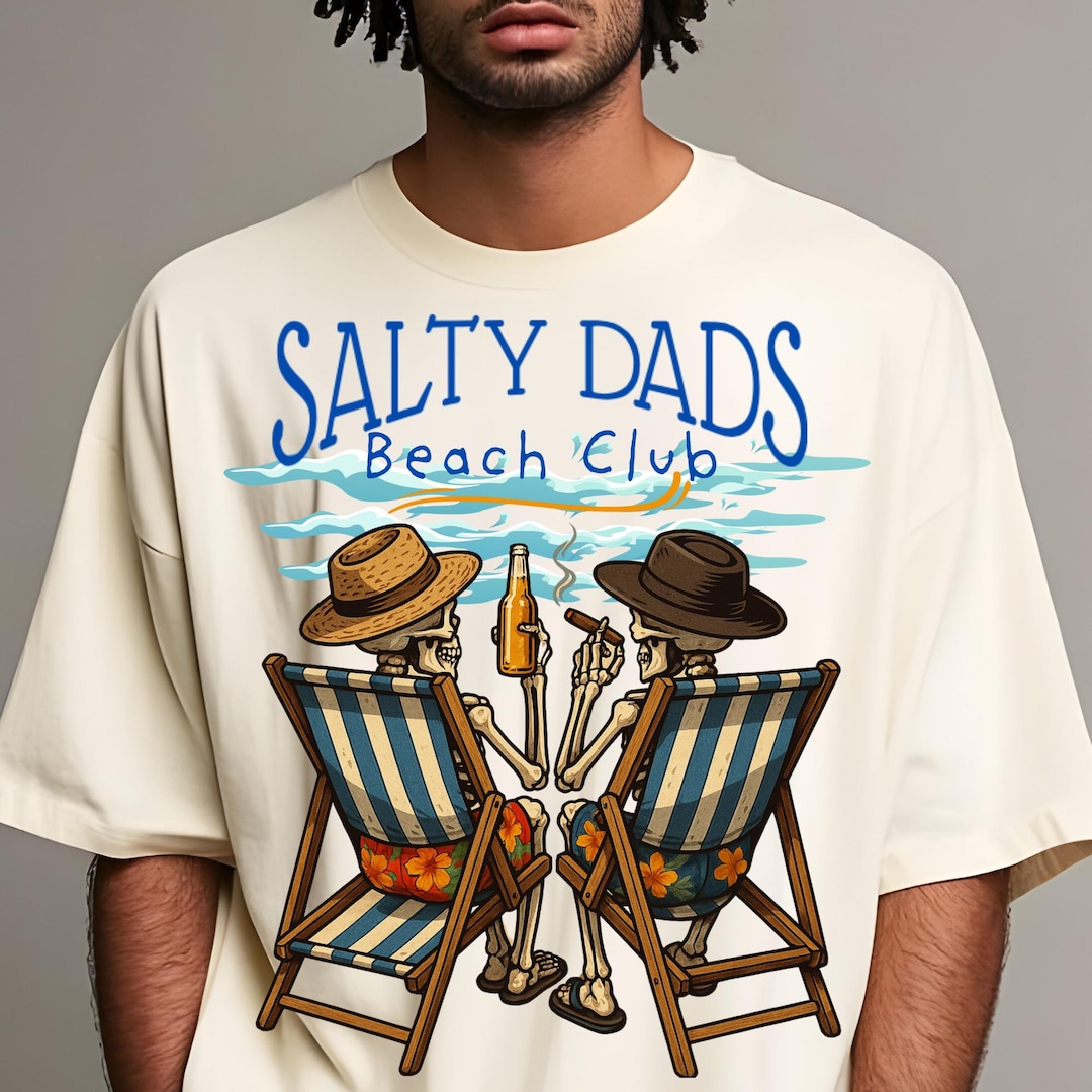 Salty Dads Beach Club Skeletons,funny Retro Beach Vacation Design ...