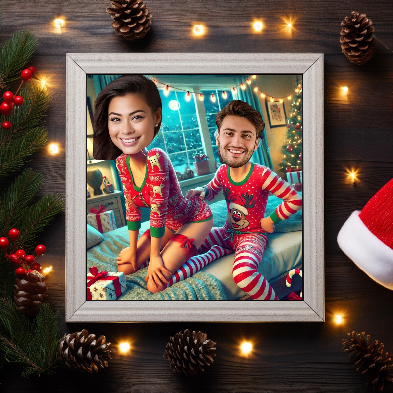 Custom Christmas Couple Portrait Poster,chrıstmas Gift,funny and ...