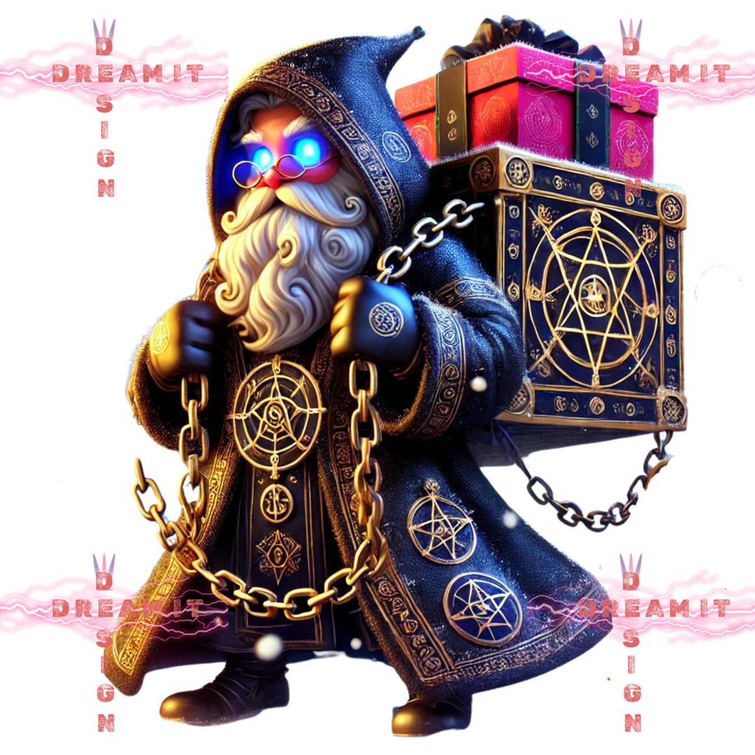Gothic Santa Claus Png,black Leather Gothic Christmas Art,glowing Eyes ...