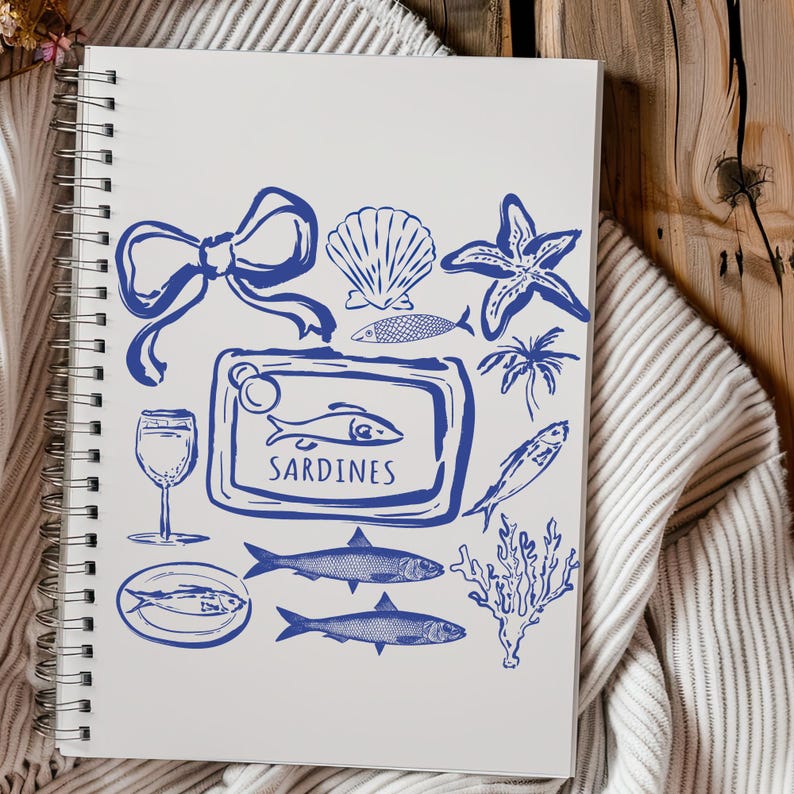 Retro Sardine PNG | Vintage Nautical Sea Life Clipart | Coastal Kitchen ...