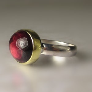 Red Tourmaline Ring, Cherry Tourmaline Ring, Pink Tourmaline Cabochon ...