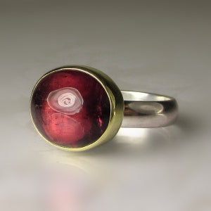 Red Tourmaline Ring, Cherry Tourmaline Ring, Pink Tourmaline Cabochon ...