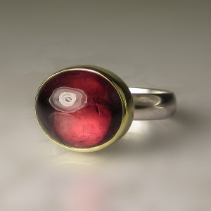 Red Tourmaline Ring, Cherry Tourmaline Ring, Pink Tourmaline Cabochon ...
