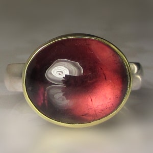 Red Tourmaline Ring, Cherry Tourmaline Ring, Pink Tourmaline Cabochon ...