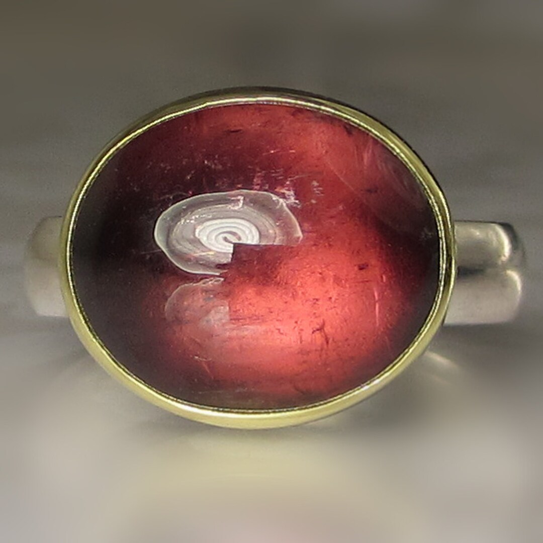 Red Tourmaline Ring, Cherry Tourmaline Ring, Pink Tourmaline Cabochon ...