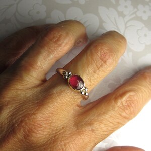Ruby Ring, Inverted Ruby Ring, Sterling Silver and 18k Gold Granulated ...