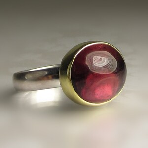 Red Tourmaline Ring, Cherry Tourmaline Ring, Pink Tourmaline Cabochon ...