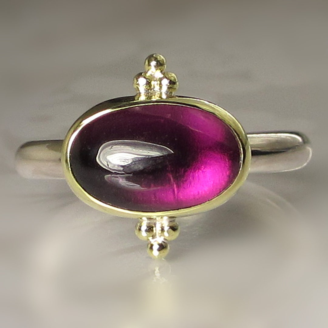 Pink Tourmaline Ring, 18k Gold and Sterling Silver Granulated Ring ...