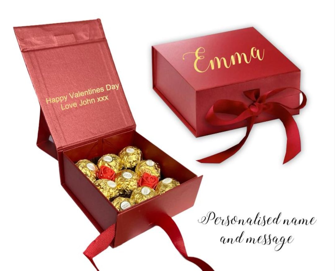 Personalised Red Valentines Day Gift Box Ferrero Rocher Chocolate ...