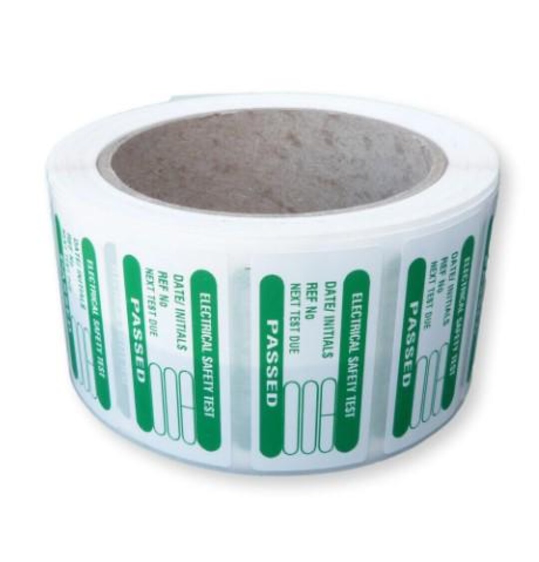 1000 X Roll Electrical Safety Test Labels | 50mm X 25mm Green ...
