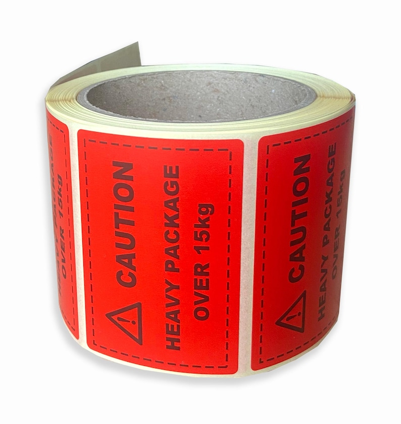76mm X 51mm Bright Red Caution Heavy Package Labels for Amazon FBA ...