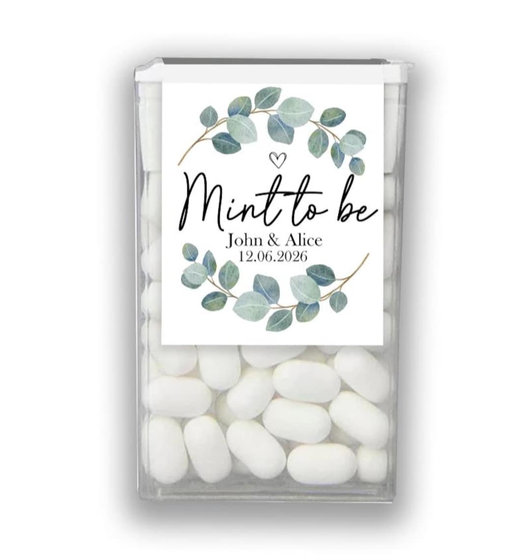 Personalised Mint to Be Stickers for Tic Tac Box, Green Leaf Botanic ...