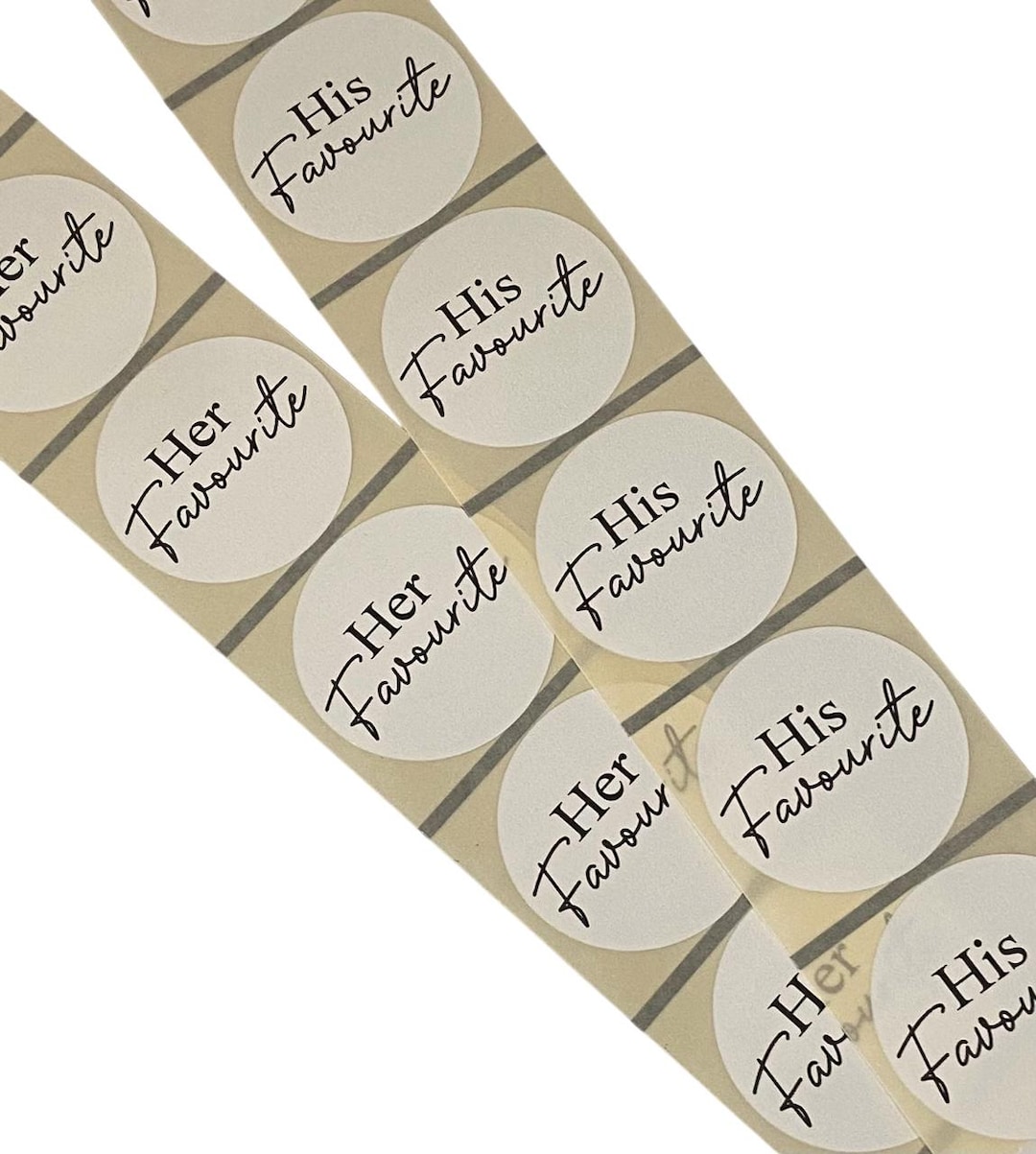 White Round His Favorite Her Favourite Wedding Stickers 25 of Each ...