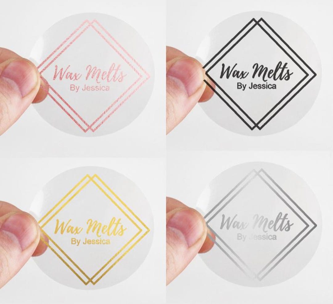100 Clear Wax Melt Business Labels, Custom Logo, Metallic Print - Etsy